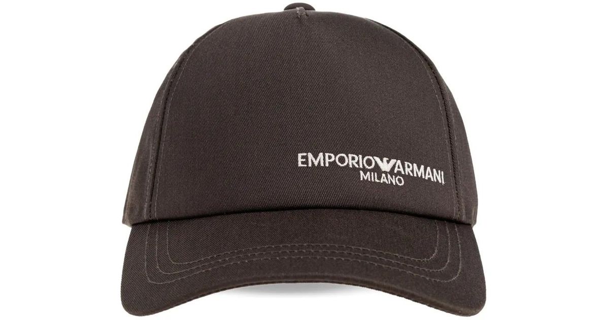 Emporio Armani Logo-Embroidered Baseball Cap in Brown for Men | Lyst UK