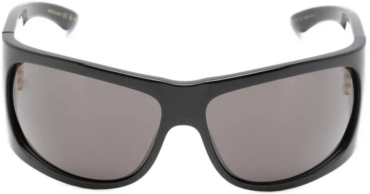 Gucci Rectangle-Frame Sunglasses in Grey | Lyst UK