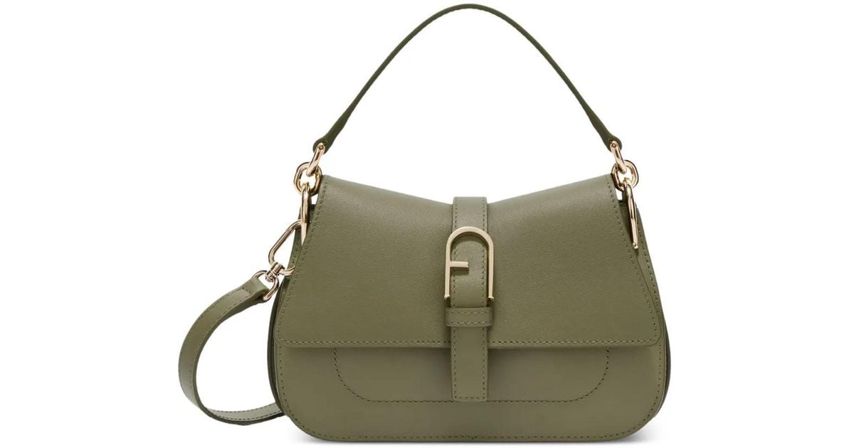 Furla Mini Flow Arch-Buckle Leather Tote Bag in Green | Lyst