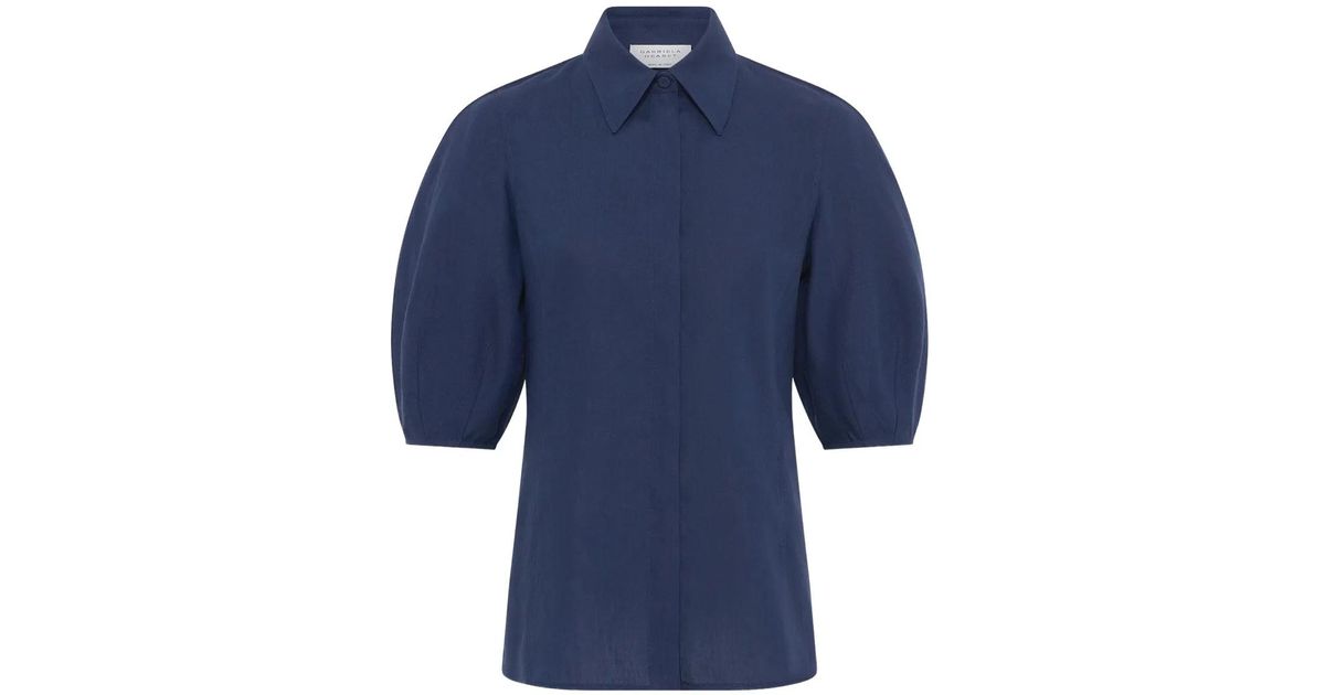 Gabriela Hearst Sansi Puff-Sleeve Shirt in Blue | Lyst UK