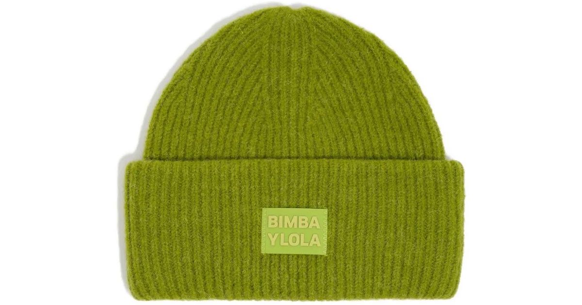 Bimba Y Lola Logo-Patch Beanie in Green | Lyst UK