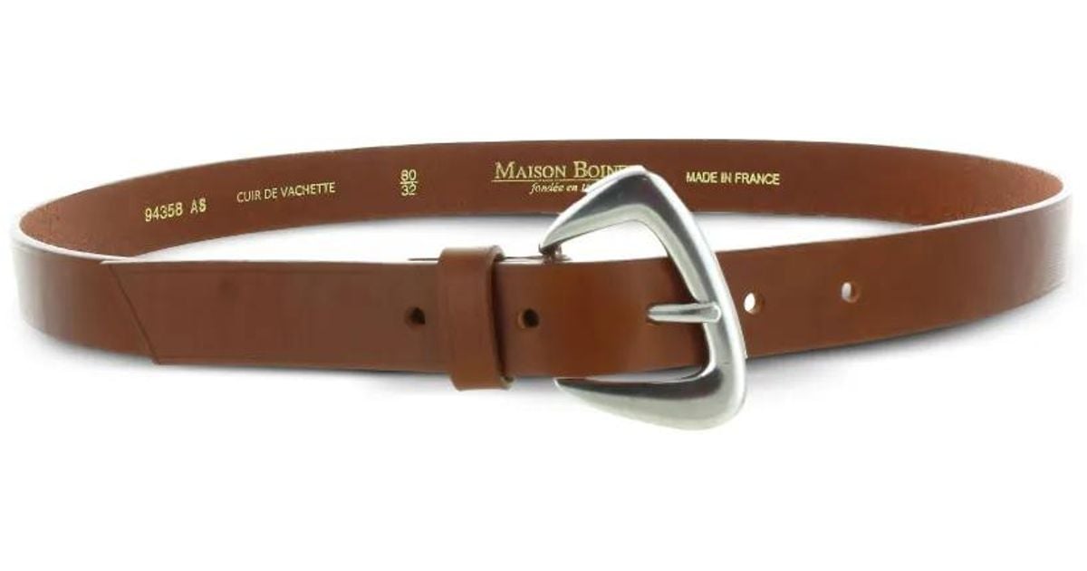 Maison Boinet Leather Triangular-Buckle Belt in Brown | Lyst UK