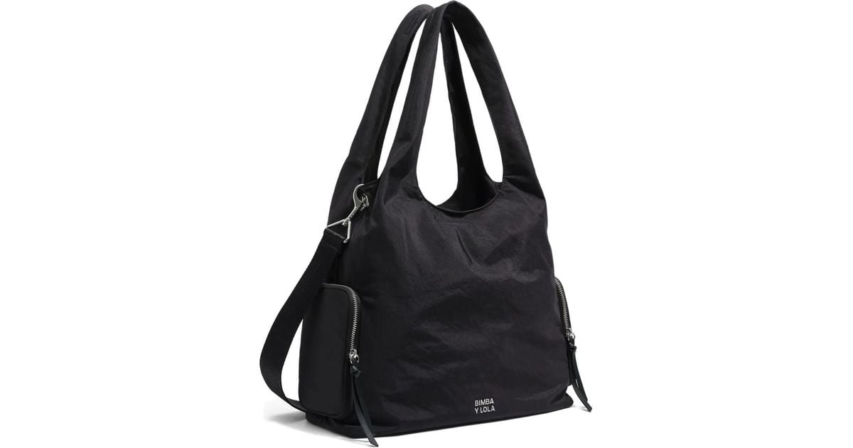 Bimba Y Lola Large Paper Shoulder Bag in Black | Lyst UK