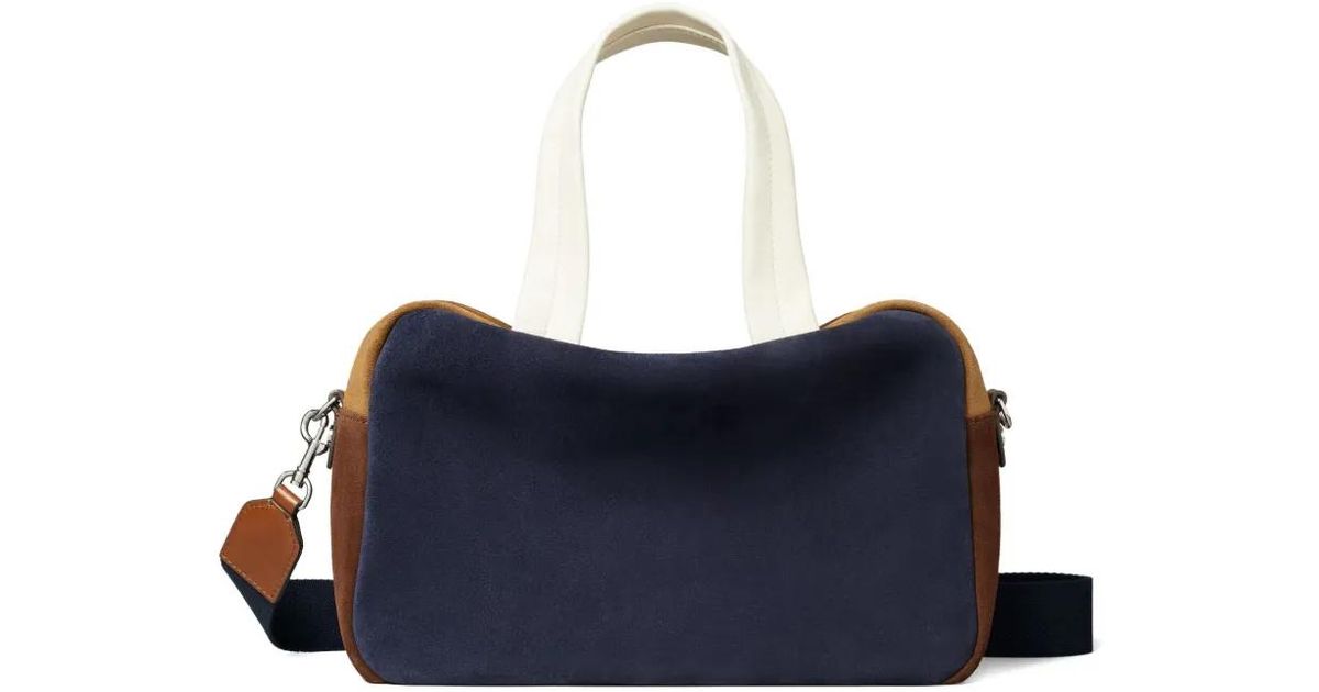 Tory Burch Colorblock Suede Satchel Bag in Blue | Lyst