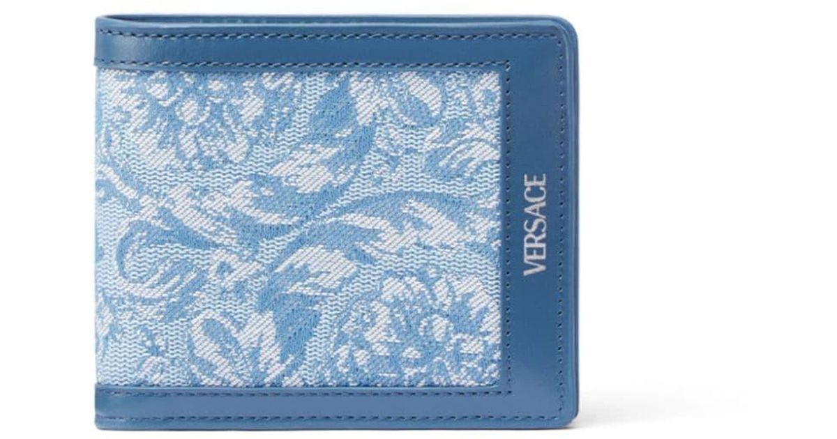 Versace Barocco Jacquard Bi-Fold Wallet in Blue for Men | Lyst
