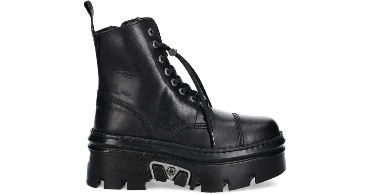 New Rock 60Mm Lace-Up Platform Boots in Black | Lyst