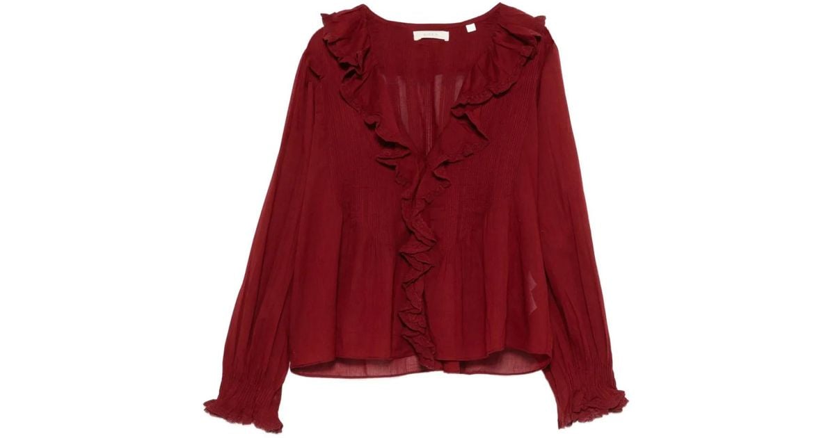 Doen Hardy Ruffled Blouse in Red | Lyst UK