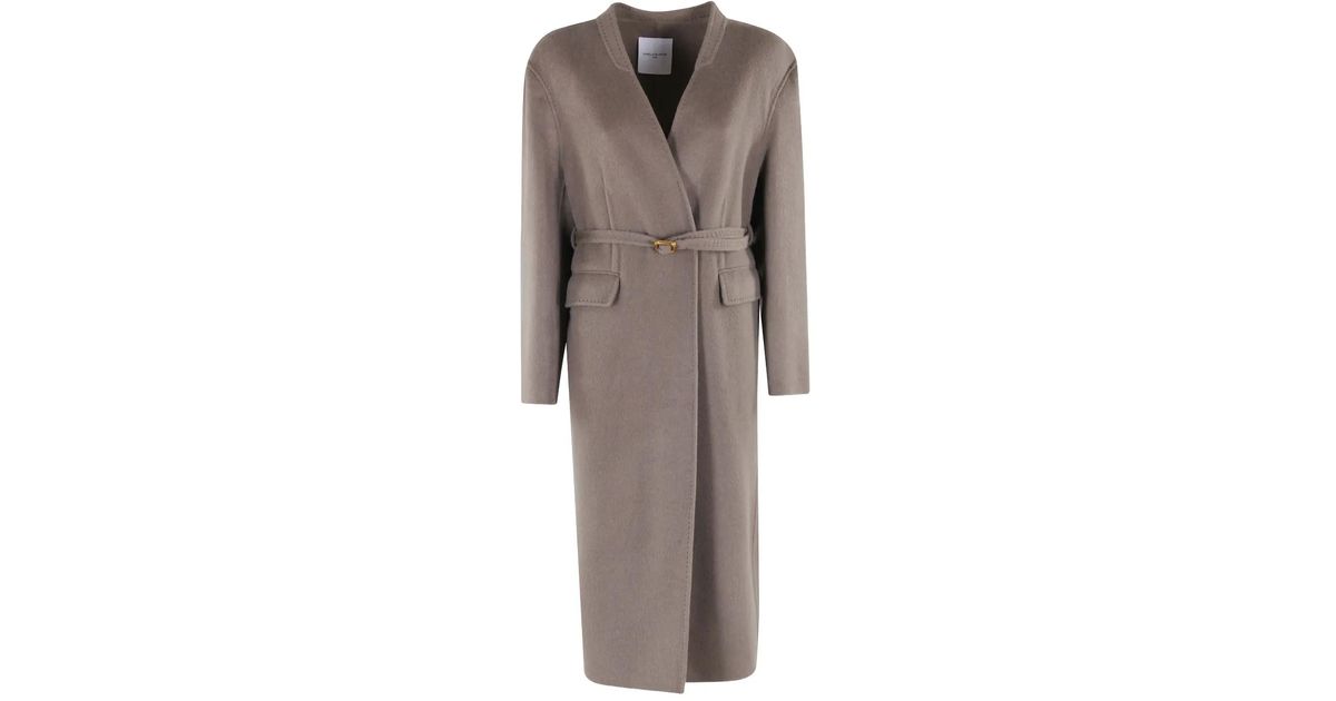 Isabelle Blanche Belted Single-Breasted Coat in Grey | Lyst UK