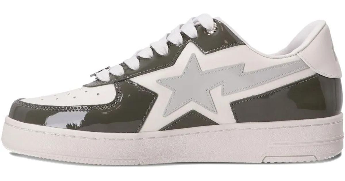A Bathing Ape Sta Logo-Patch Leather Sneakers in White for Men | Lyst UK
