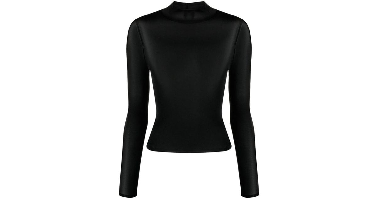 Courreges Semi-transparent Top With Embroidered Logo in Black | Lyst