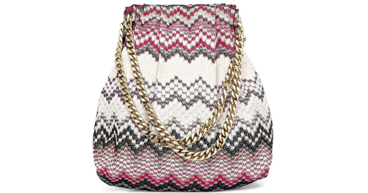Missoni Zigzag-Patterned Bucket Bag in Pink | Lyst