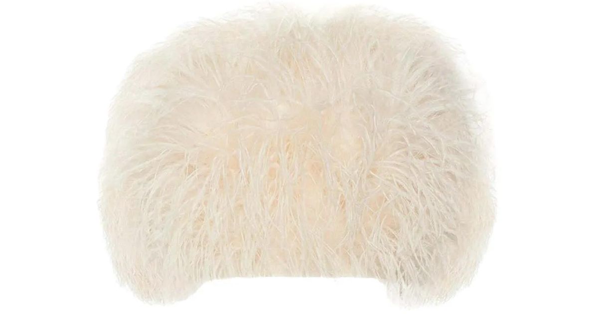 LAPOINTE Feather Strapless Top in Natural | Lyst UK
