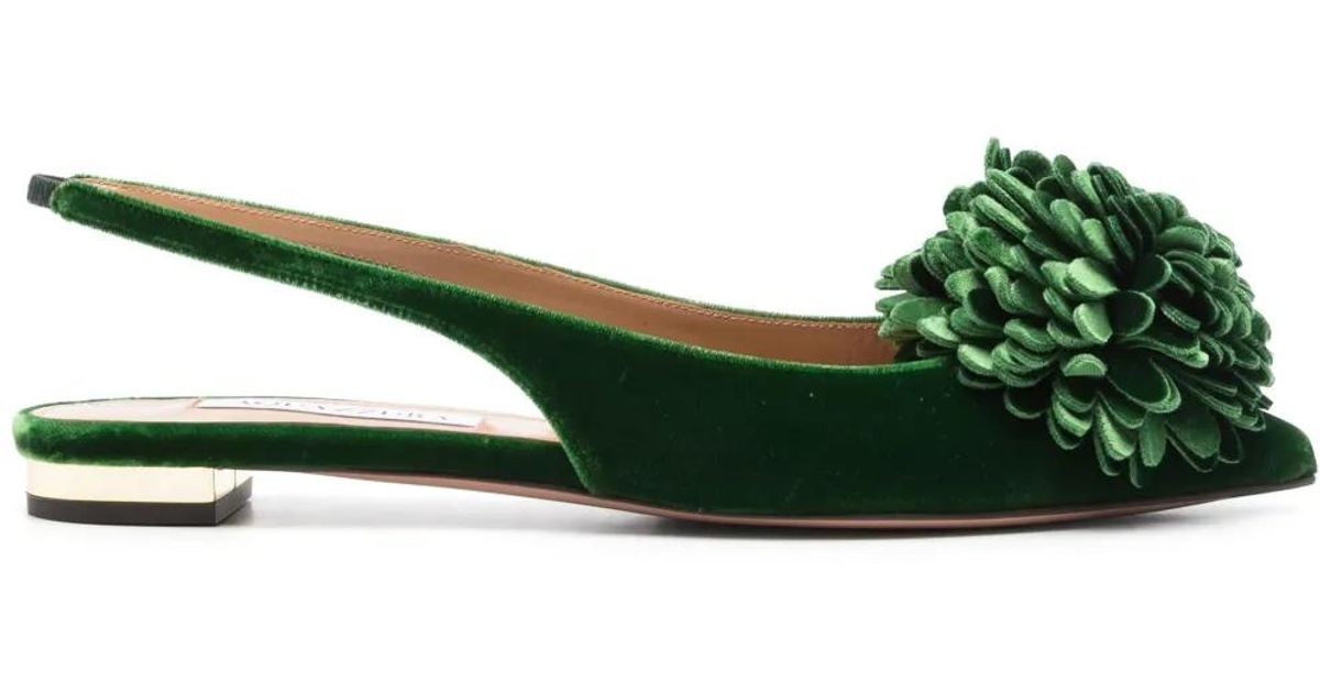 Aquazzura Couturier Slingback Ballet Flats in Green | Lyst