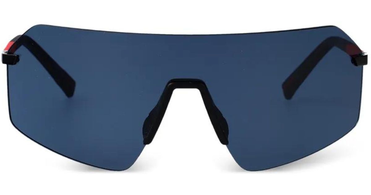 Prada Linea Rossa Logo-detail Sunglasses in Blue for Men | Lyst UK