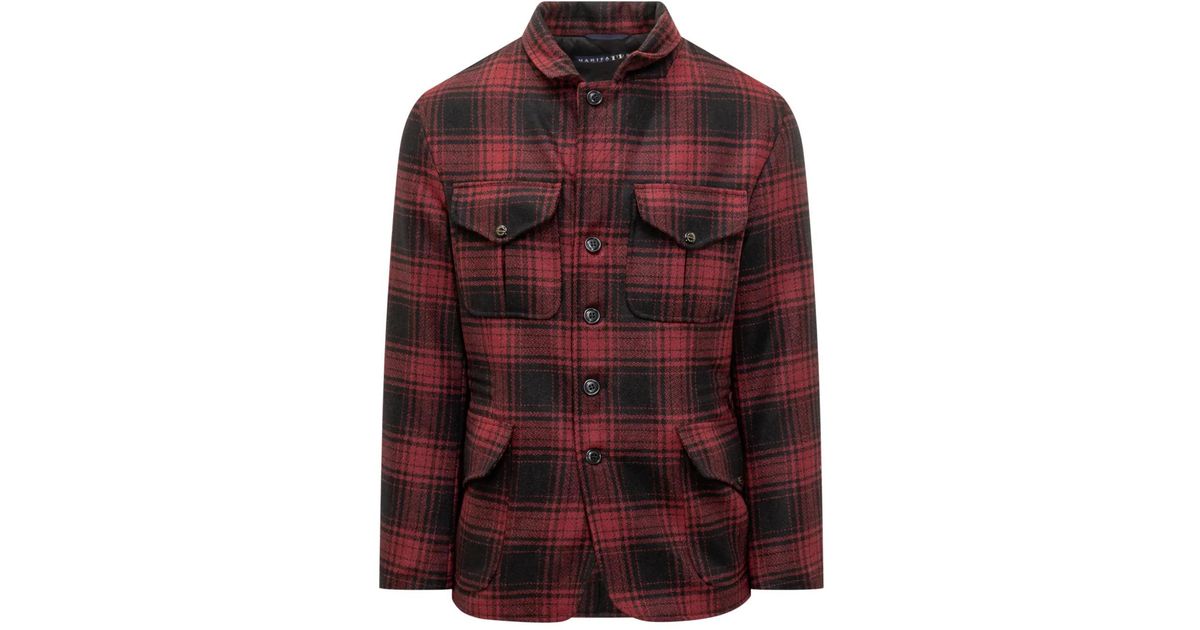 Ceccarelli Check Shirt Jacket in Red for Men | Lyst UK