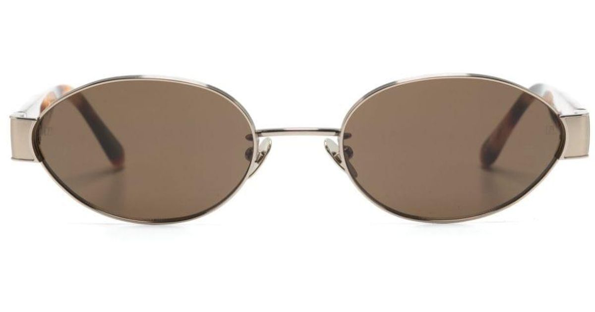 Linda Farrow Sadie Oval-Frame Sunglasses in Metallic | Lyst