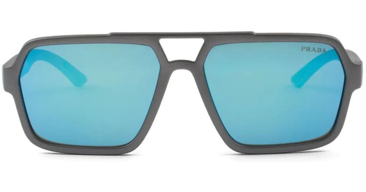 Prada Linea Rossa Rectangle-frame Sunglasses in Blue for Men | Lyst UK