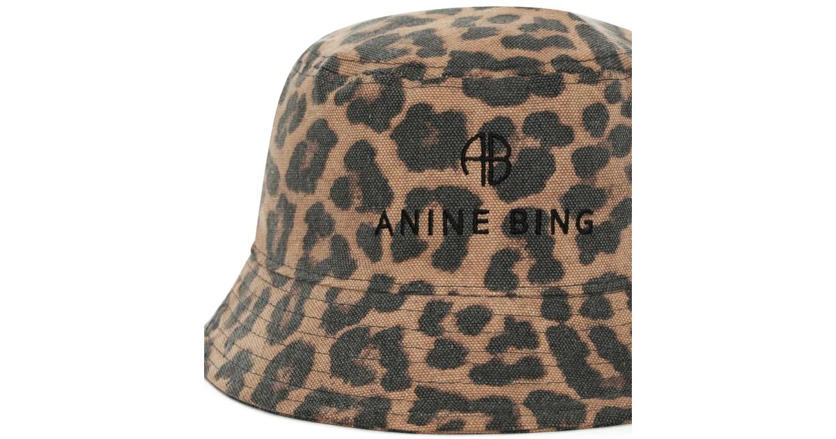 Anine Bing Nicks Leopard-Print Bucket Hat in Metallic | Lyst UK