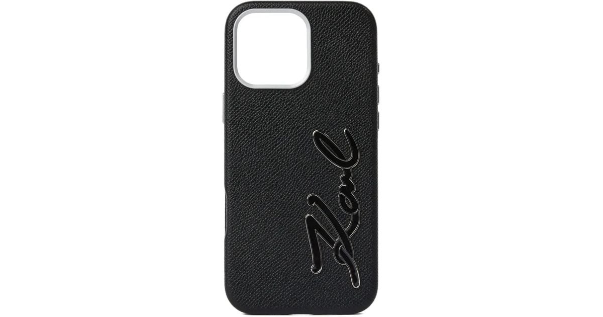 KARL LAGERFELD Signature-Logo Iphone 16 Pro Max Case in Black | Lyst UK