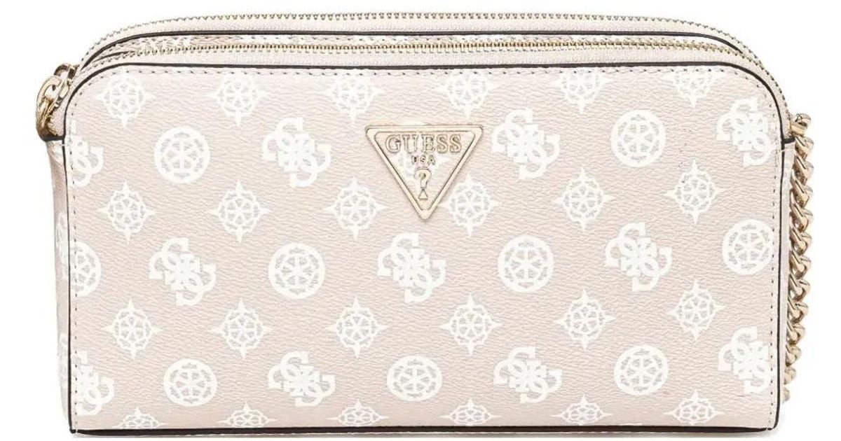 Guess Logo-Pattern Crossbody Bag in Natural | Lyst