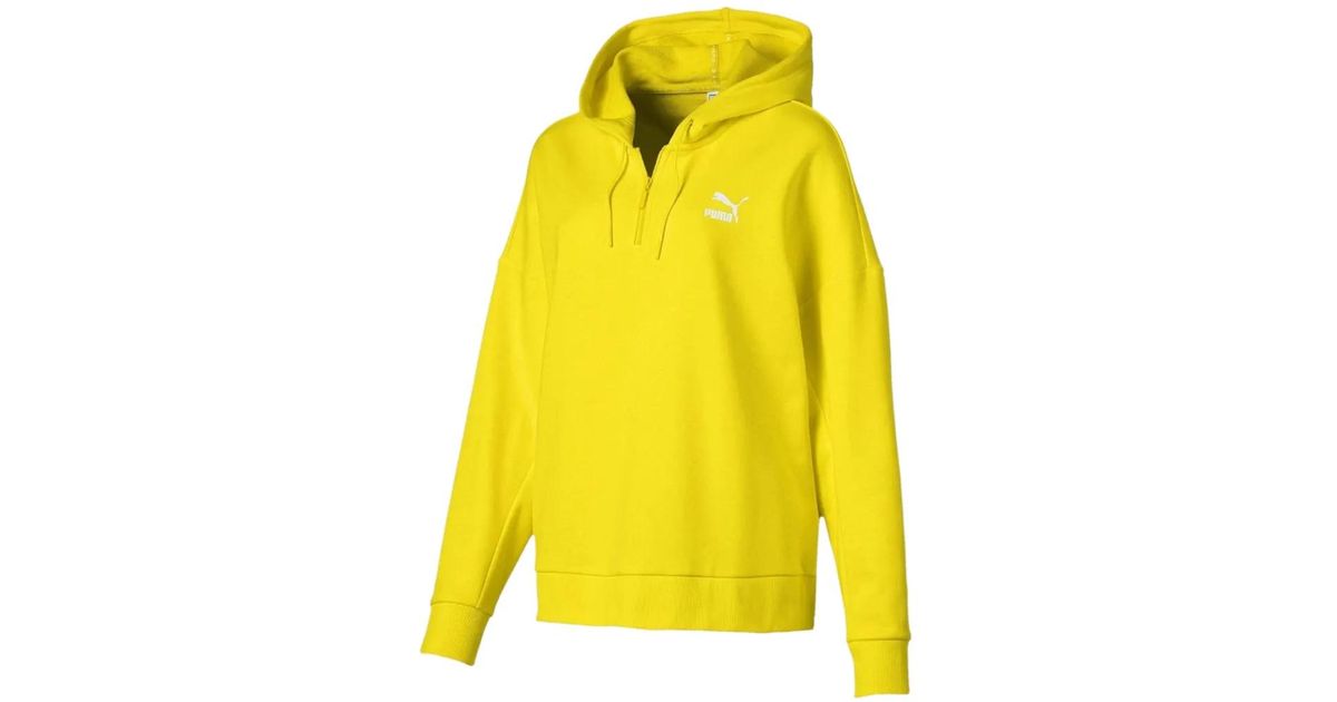 PUMA Half-Zip Hoodie in Yellow | Lyst UK
