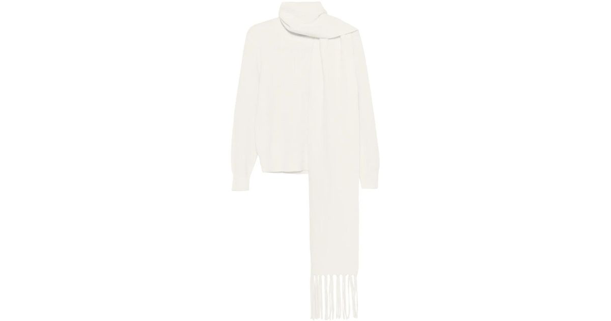 Sandro Detachable-Scarf Sweater in White | Lyst