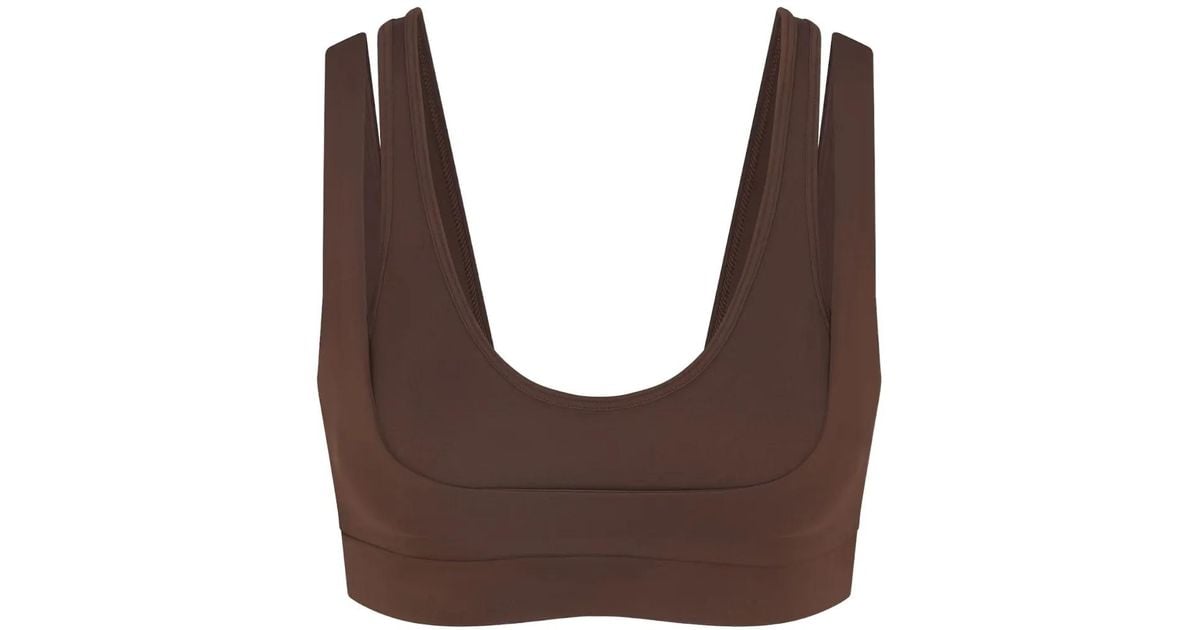 Skims X Nike Matte Double-Strap Scoop Sports Bra in Brown | Lyst UK