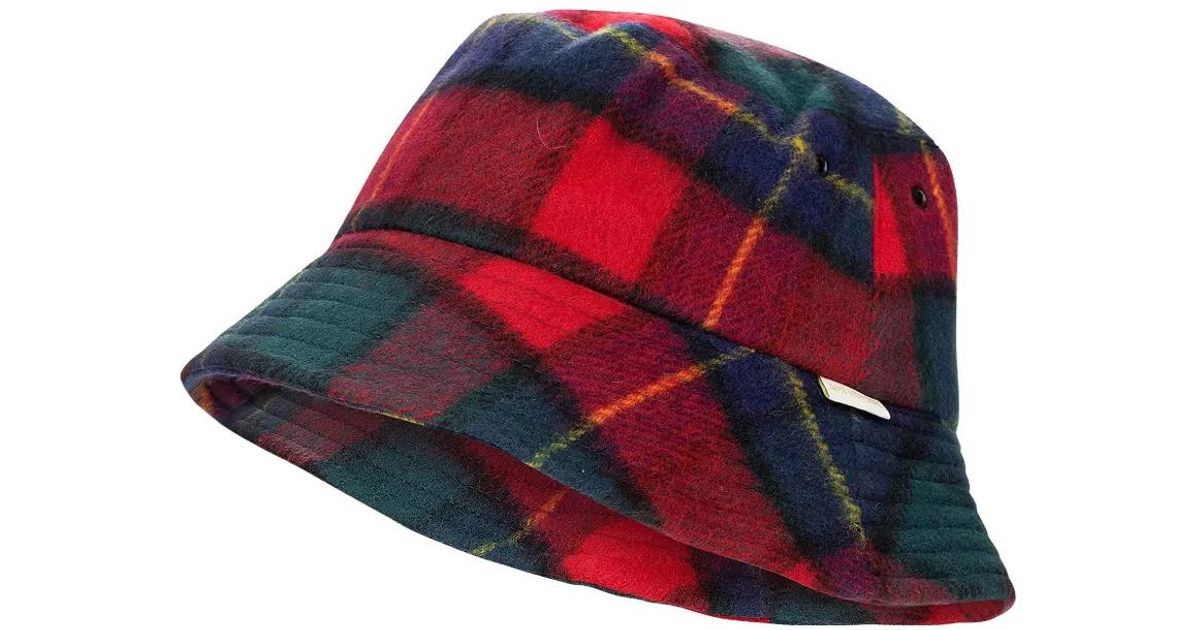 Aimé Leon Dore Plaid Wool Bucket Hat in Red for Men | Lyst UK