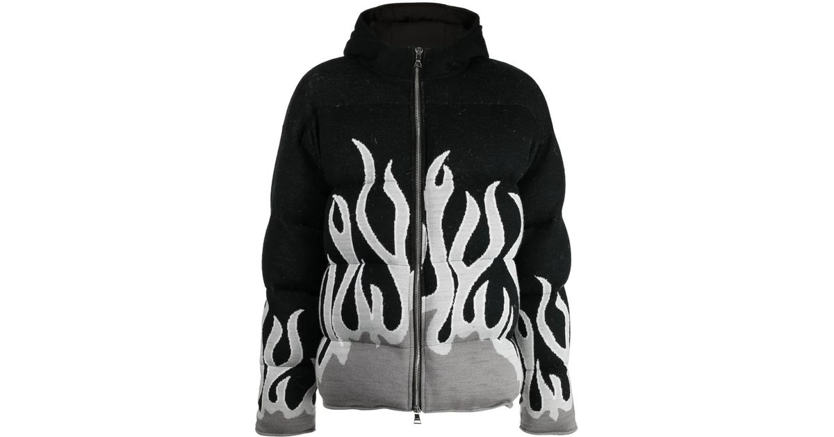 Haculla Flames Zip-Up Puffer Jacket in Black for Men | Lyst