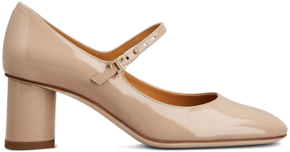 Tod's T-Bar Pumps in Natural | Lyst