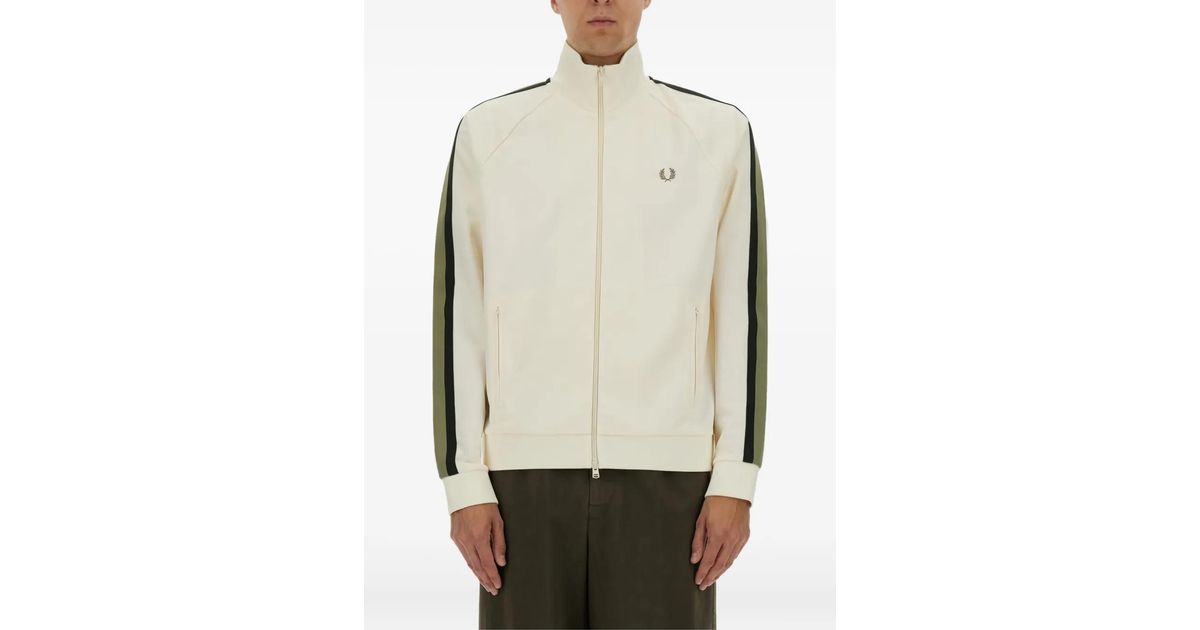 Fred Perry Zip-Up Track Jacket in Natural for Men | Lyst UK