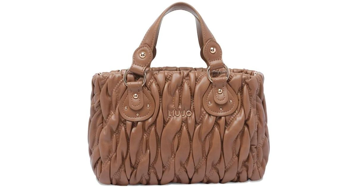 Liu Jo Logo-Detail Quilted Tote Bag in Brown | Lyst UK