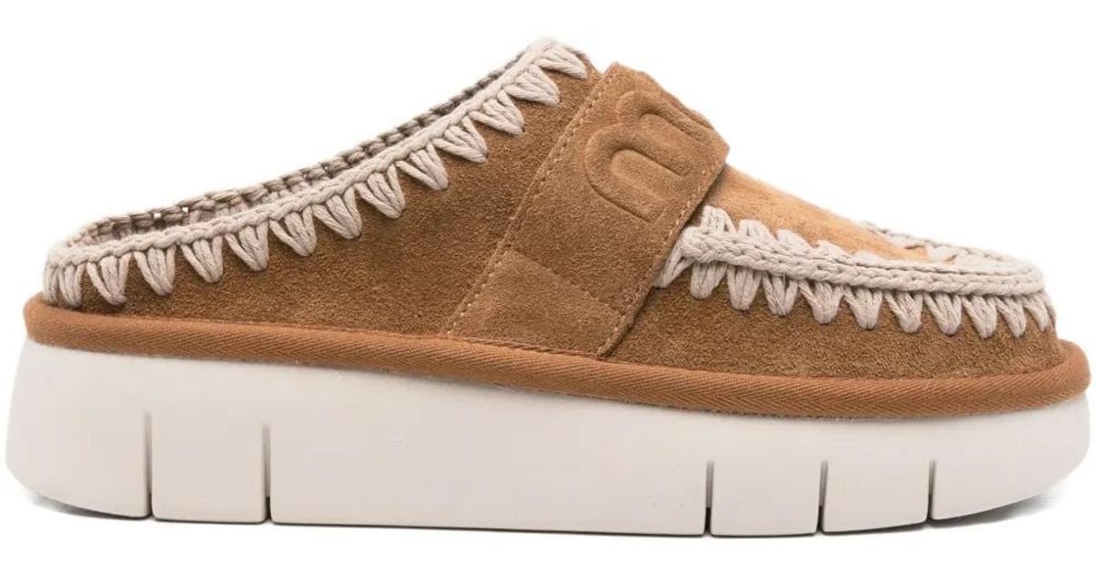 Mou 45Mm Suede Platform Mules in Brown | Lyst