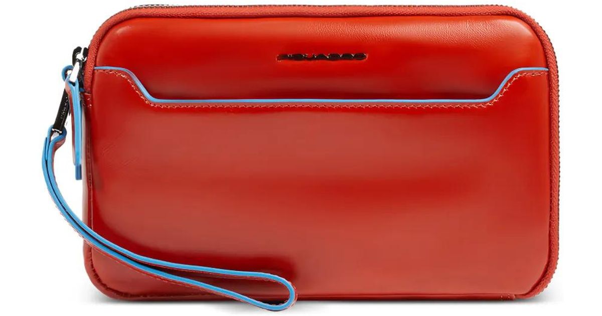 Piquadro Removable Strap Leather Clutch Bag in Red | Lyst