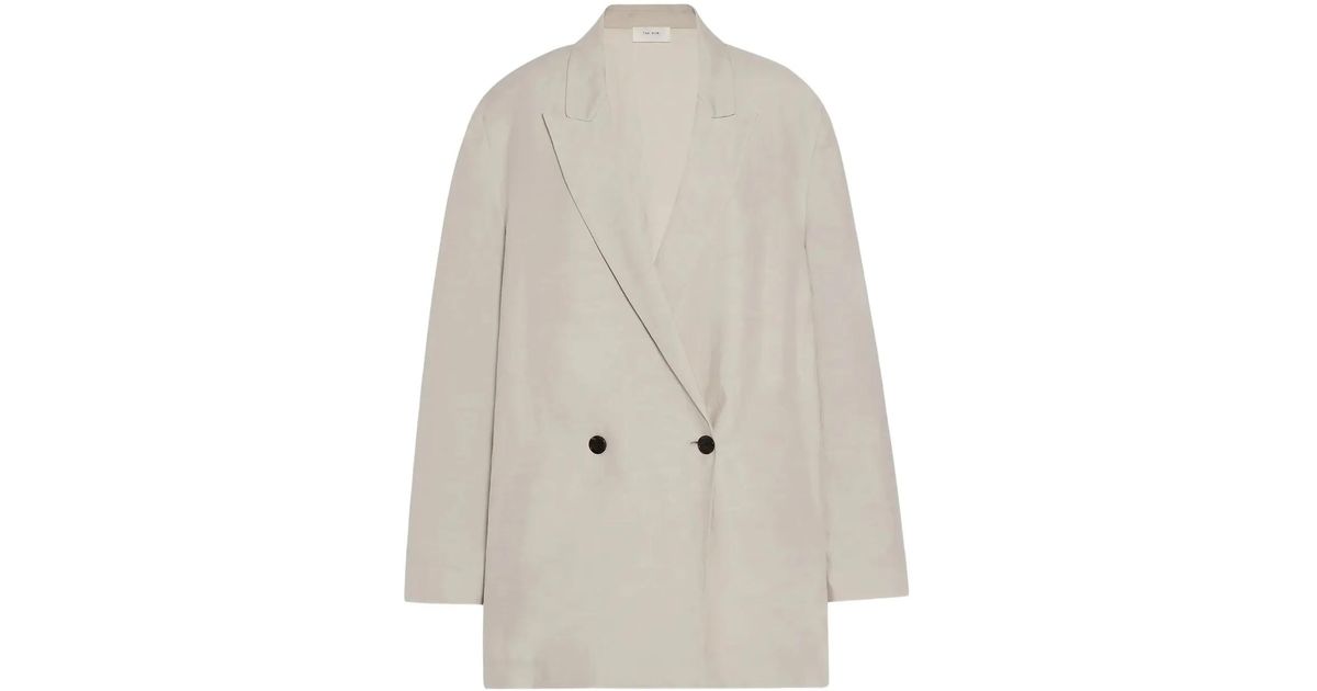 The Row Nat Jacket In Silk And Linen in White | Lyst