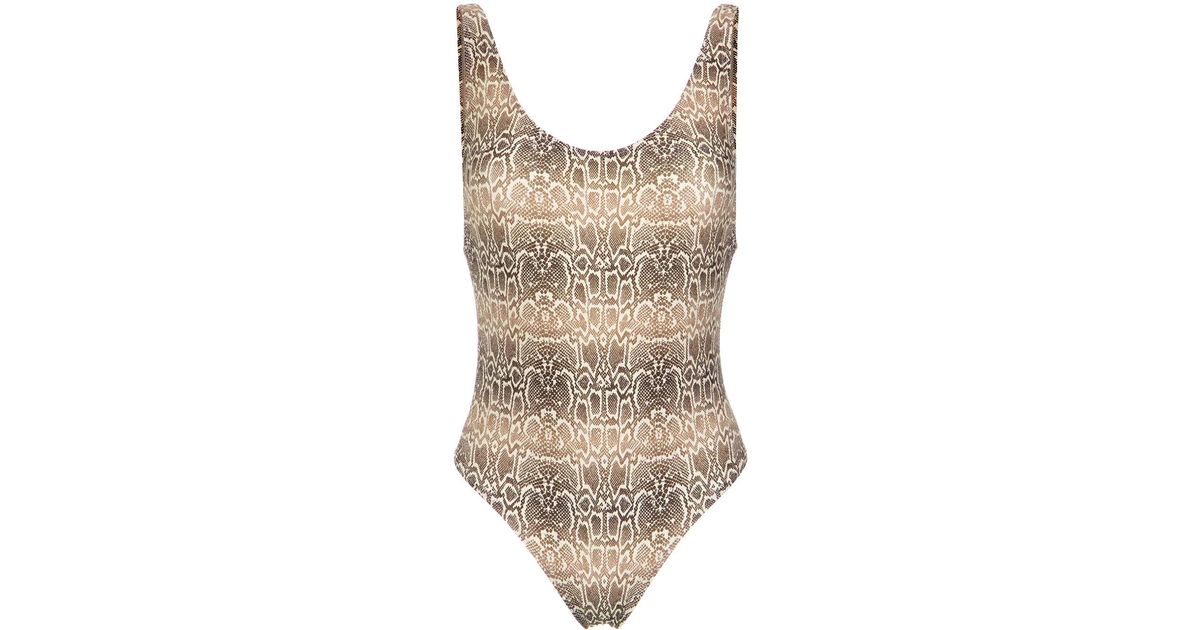 Amir Slama Snake Print Swimsuit in Natural | Lyst UK
