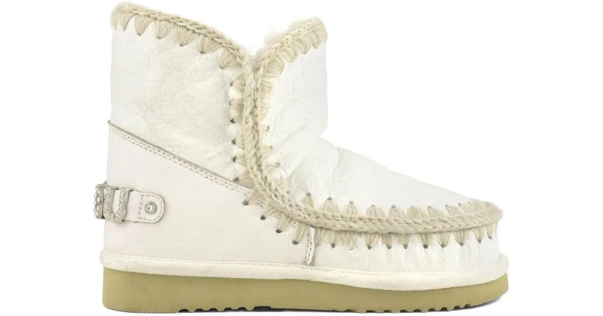 Mou Eskimo Rhinestone-logo Boots in Natural | Lyst UK