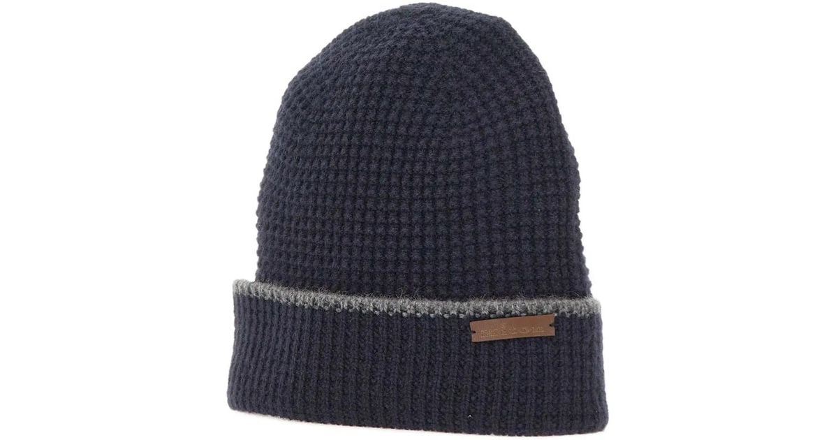 Kiton Logo-Tag Beanie Hat in Blue for Men | Lyst UK