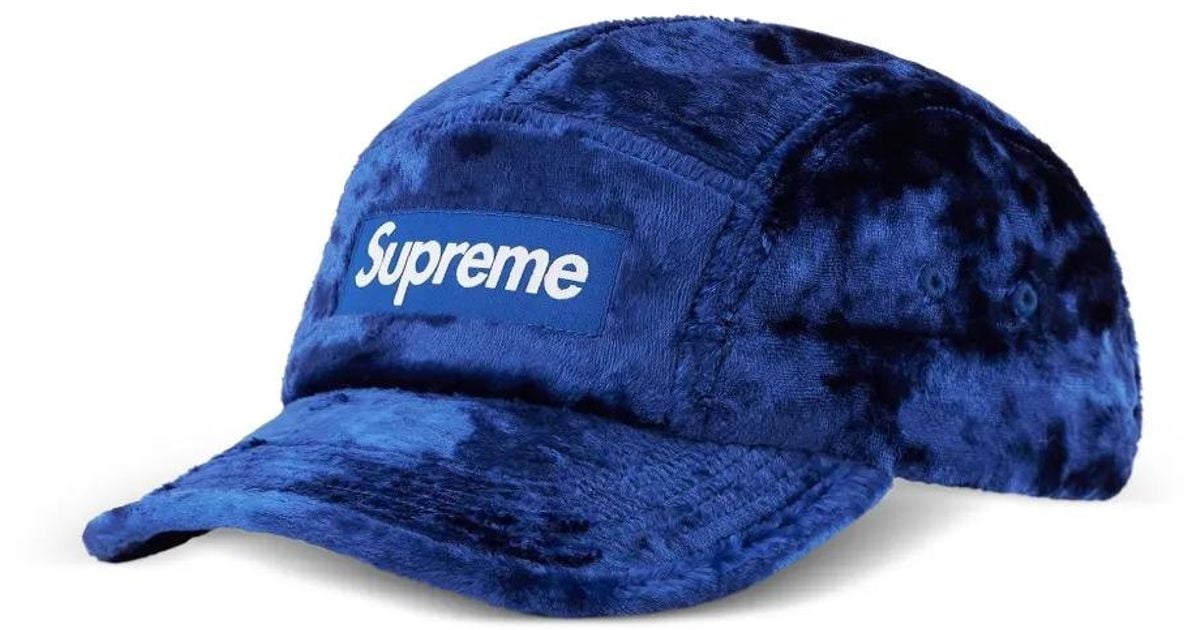 Supreme Crushed Velvet Camp Cap in Blue for Men | Lyst UK