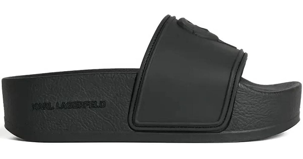 Karl Lagerfeld Ikon Kondo Pool Slides in Black | Lyst