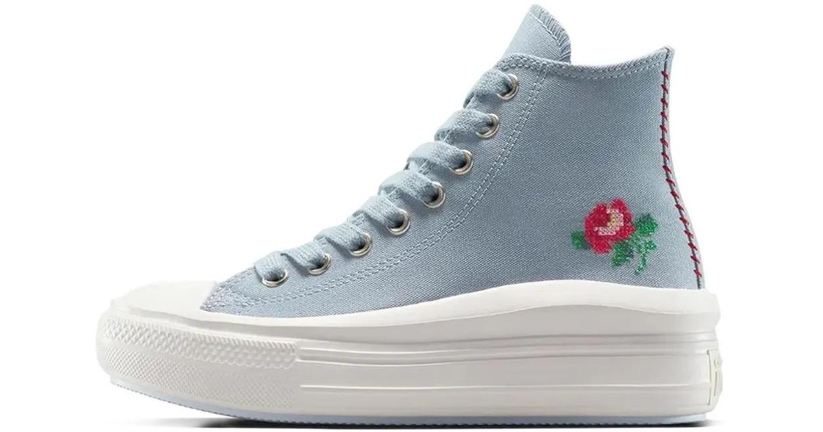 Converse Run Star Motion Embroidered Platform Sneakers in Blue | Lyst