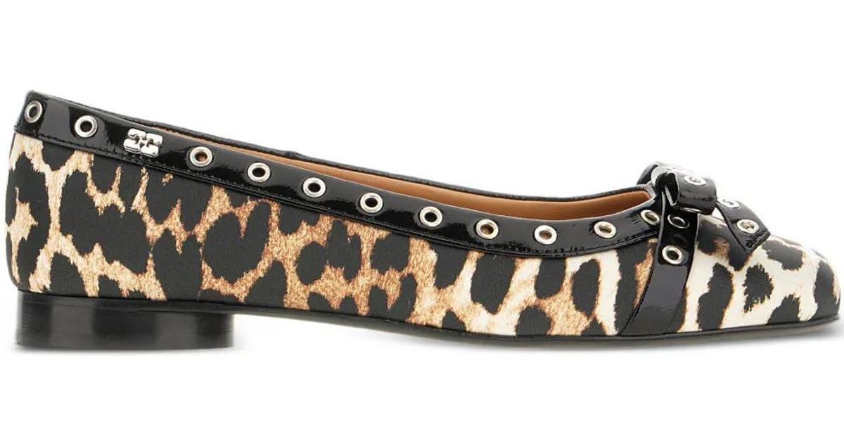 Ganni Leopard-print Ballerina Shoes in Brown | Lyst