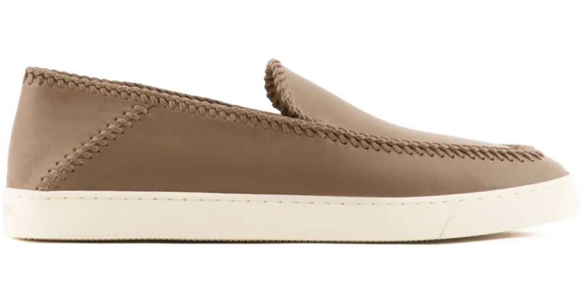 Giorgio Armani Closed Flat Sneakers in Brown for Men | Lyst UK