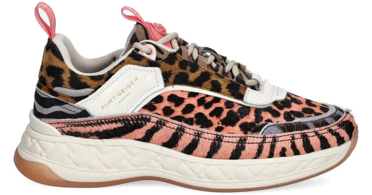 Kurt Geiger Leopard-Print Sneakers in Brown | Lyst