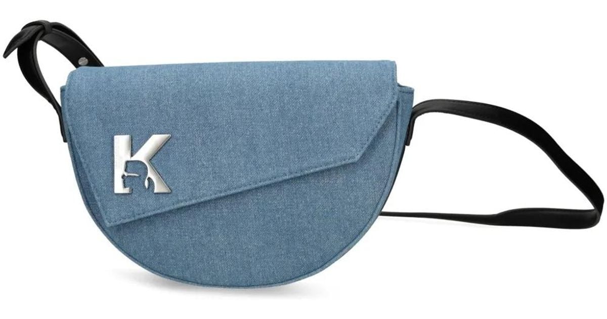 Karl Lagerfeld Denim Half-Moon Crossbody Bag in Blue | Lyst UK