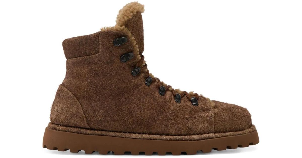 Marsèll Pallottola Shearling Lace-Up Boot in Brown | Lyst UK