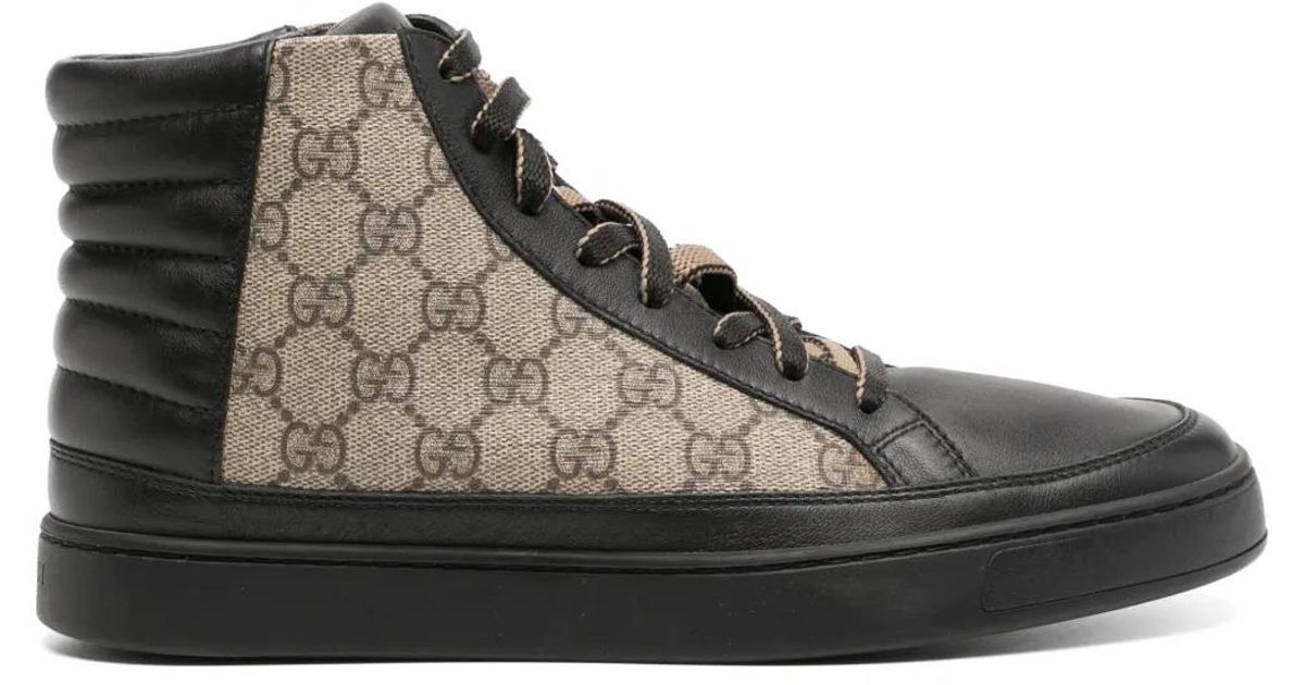 Gucci Monogram Hi-Top Sneakers in Brown for Men | Lyst UK