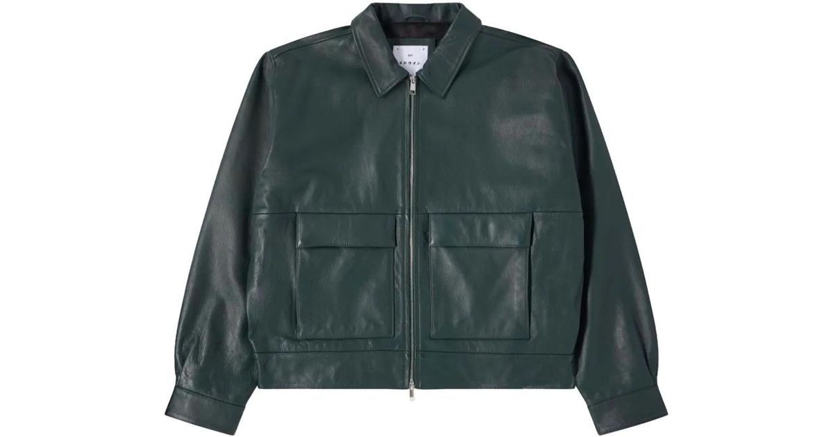 Edwin Dogma Zip-Front Leather Jacket in Green for Men | Lyst Australia