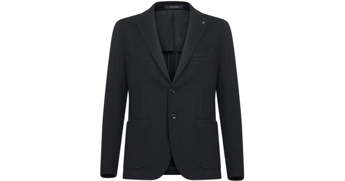 Tagliatore Log-Detail Single-Breasted Blazer in Black for Men | Lyst UK