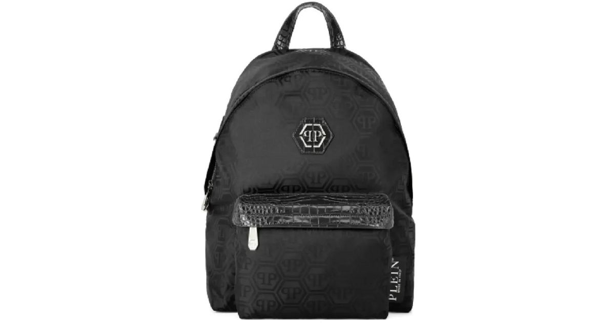 Philipp Plein Monogram Crocodile-Skin Backpack in Black for Men | Lyst UK